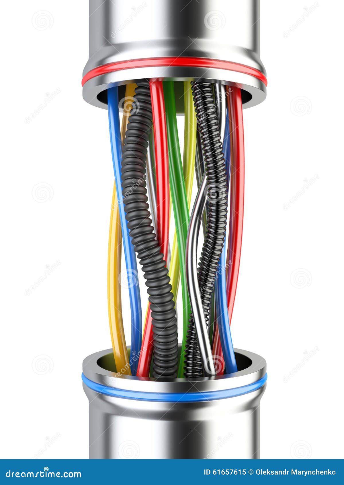 Multicolored Industrial Electrical Cables on White Background Stock ...