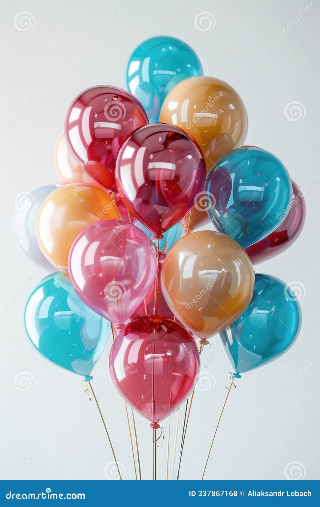 Multicolored Inflatable Balloons on White Background. Image of ...