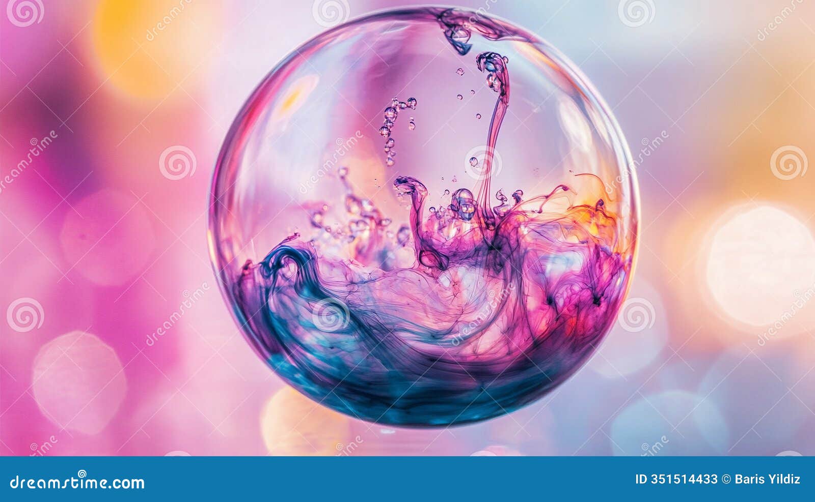 Multicolored Ink Diffusion in Bubble Stock Illustration - Illustration ...