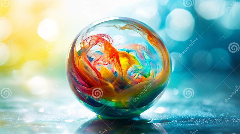 Multicolored Ink Diffusion in Bubble Stock Illustration - Illustration ...