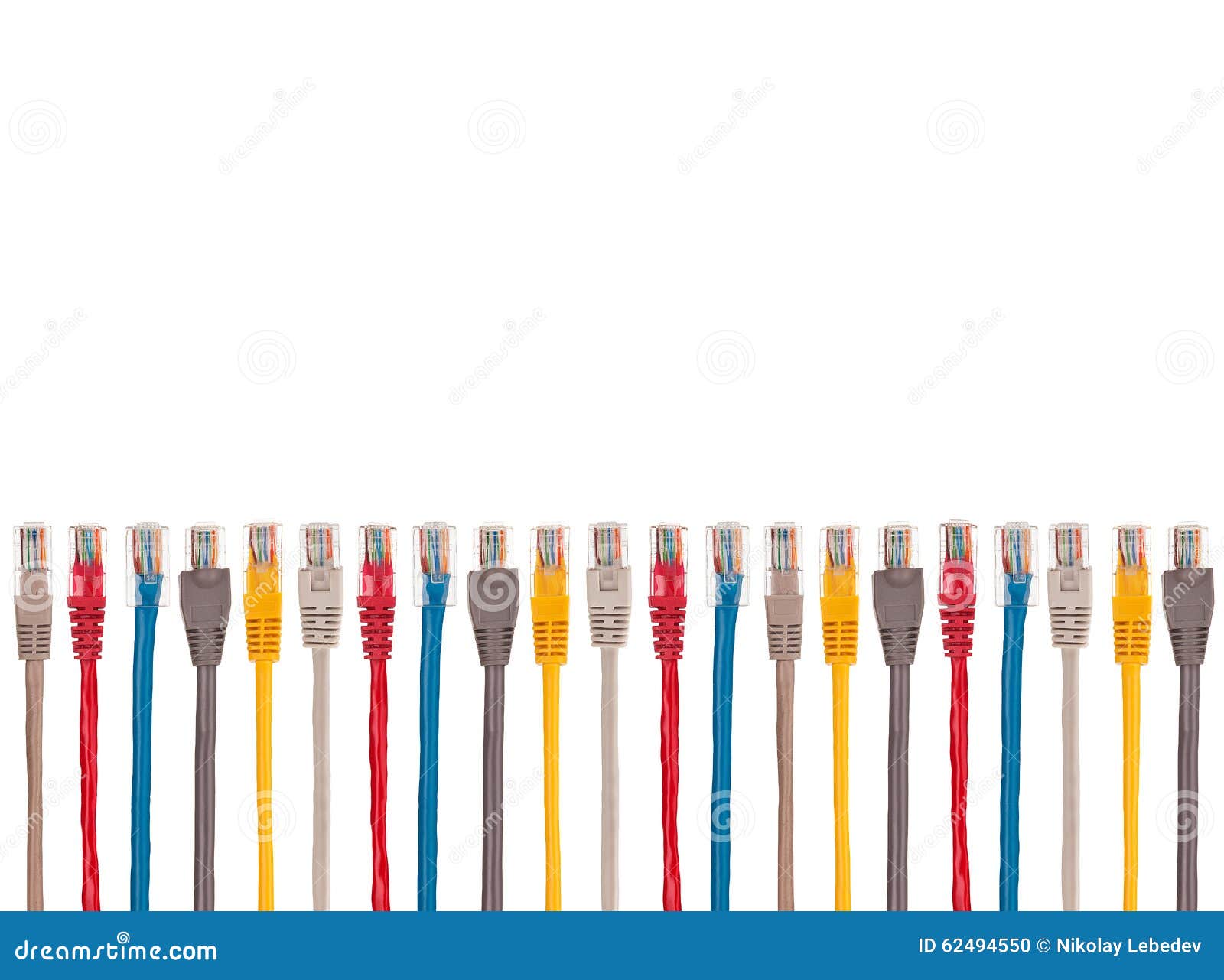 Multicolored Internet Cables are Arranged Parallel in a Row. Stock ...