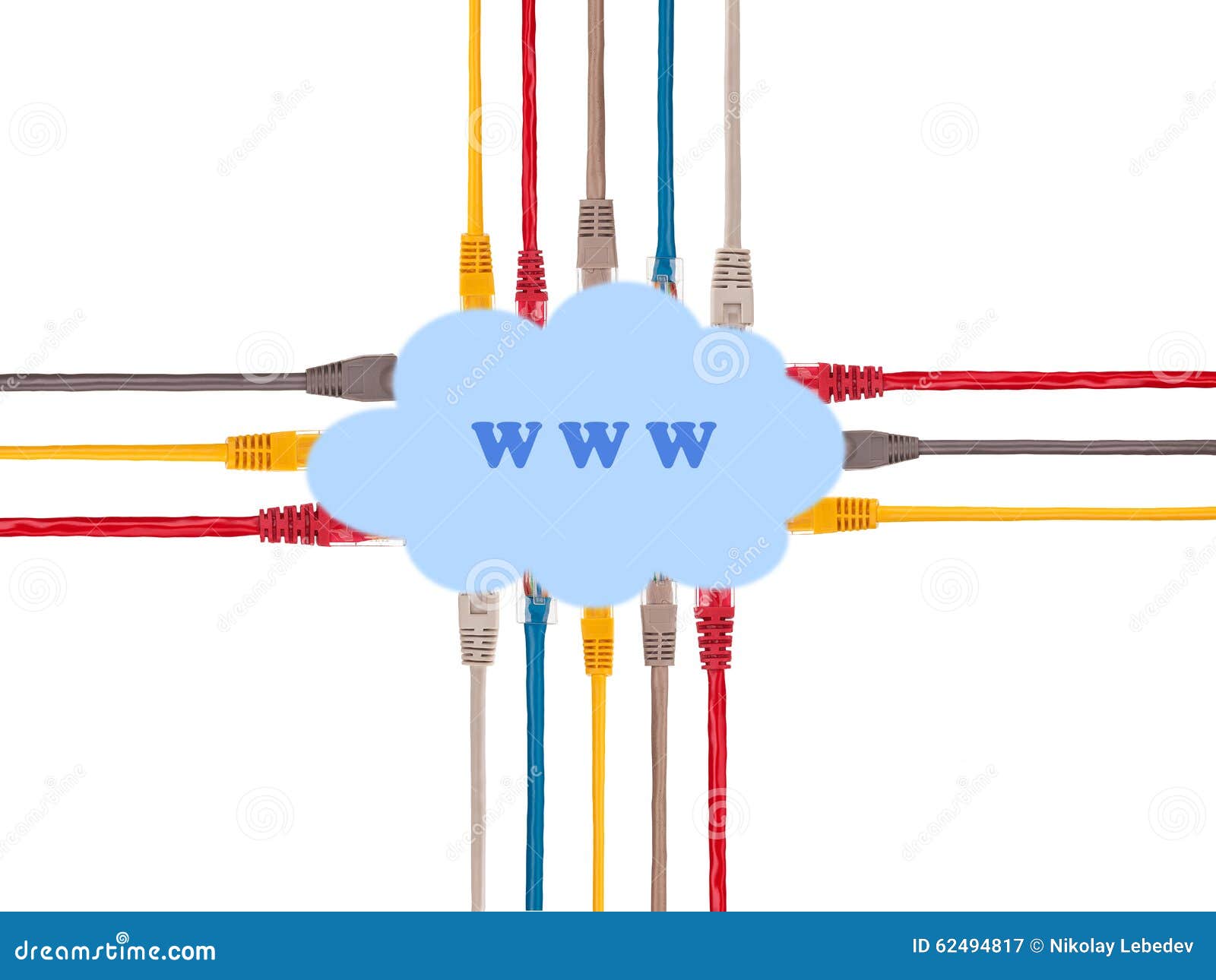 LAN Cables With World Map On Light Blue Background, Connection And ...