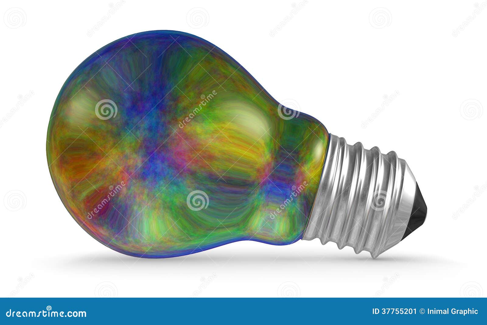 Multicolored Iridescent Light Bulb Lying Isolated on White Stock ...