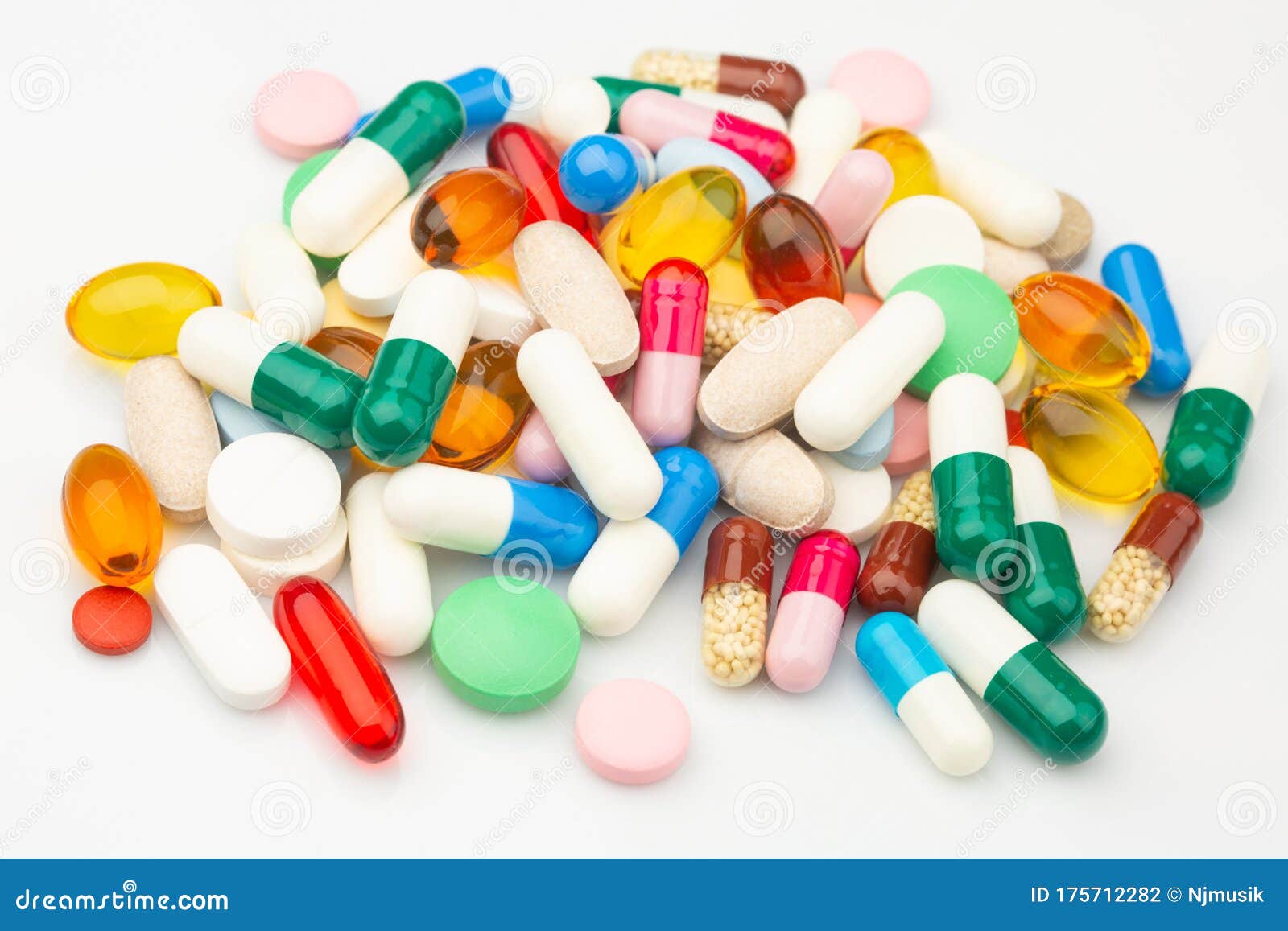 Multicolored Isolated Pills and Capsules Stock Photo - Image of remedy ...