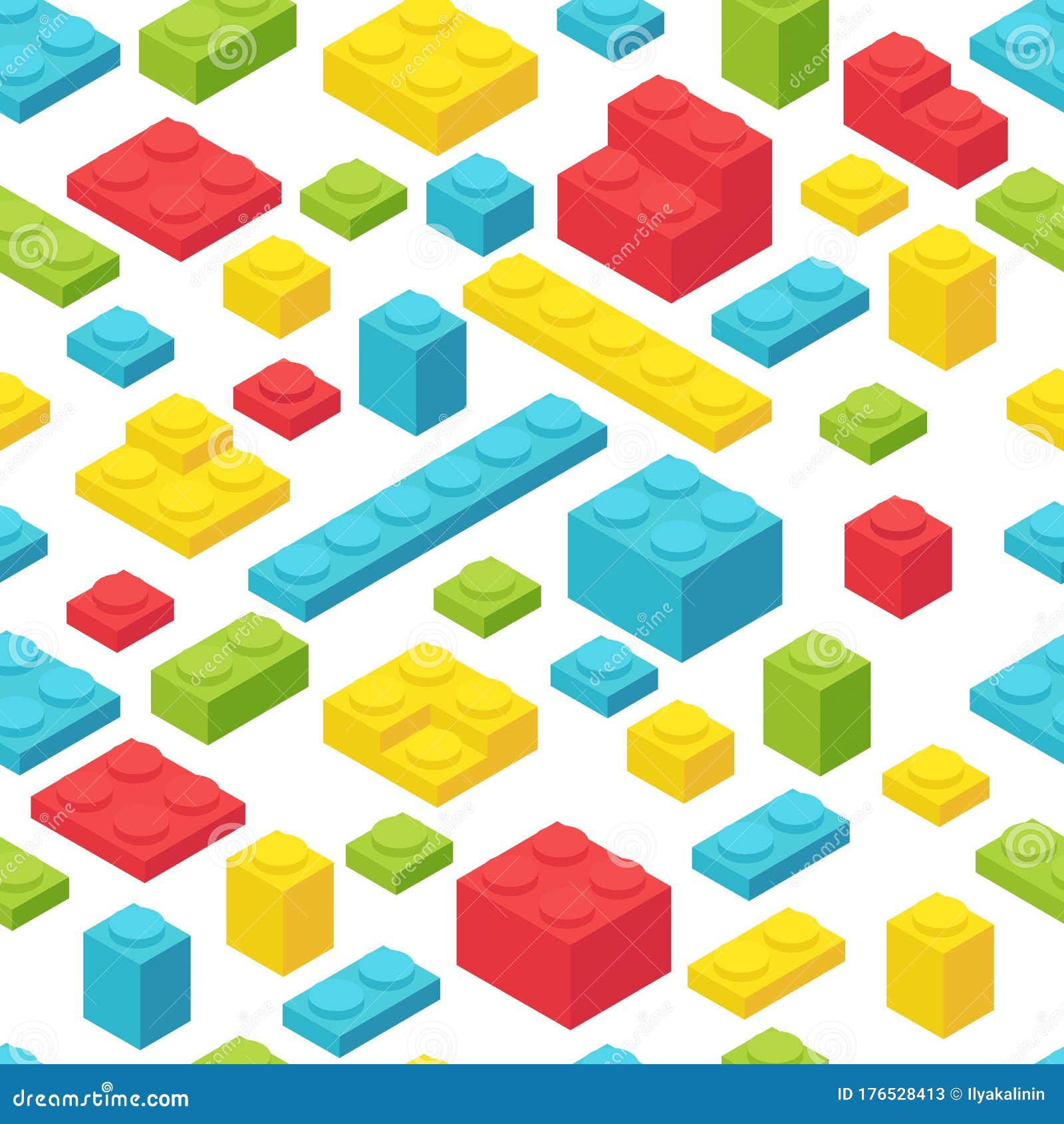 Multicolored Isometry Plastic Bricks. Colorful in Isometric View ...