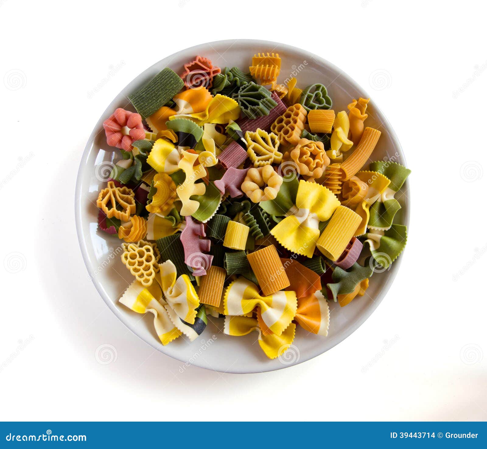 Multicolored Italian Pasta in Plate, Stock Photo - Image of pasta ...