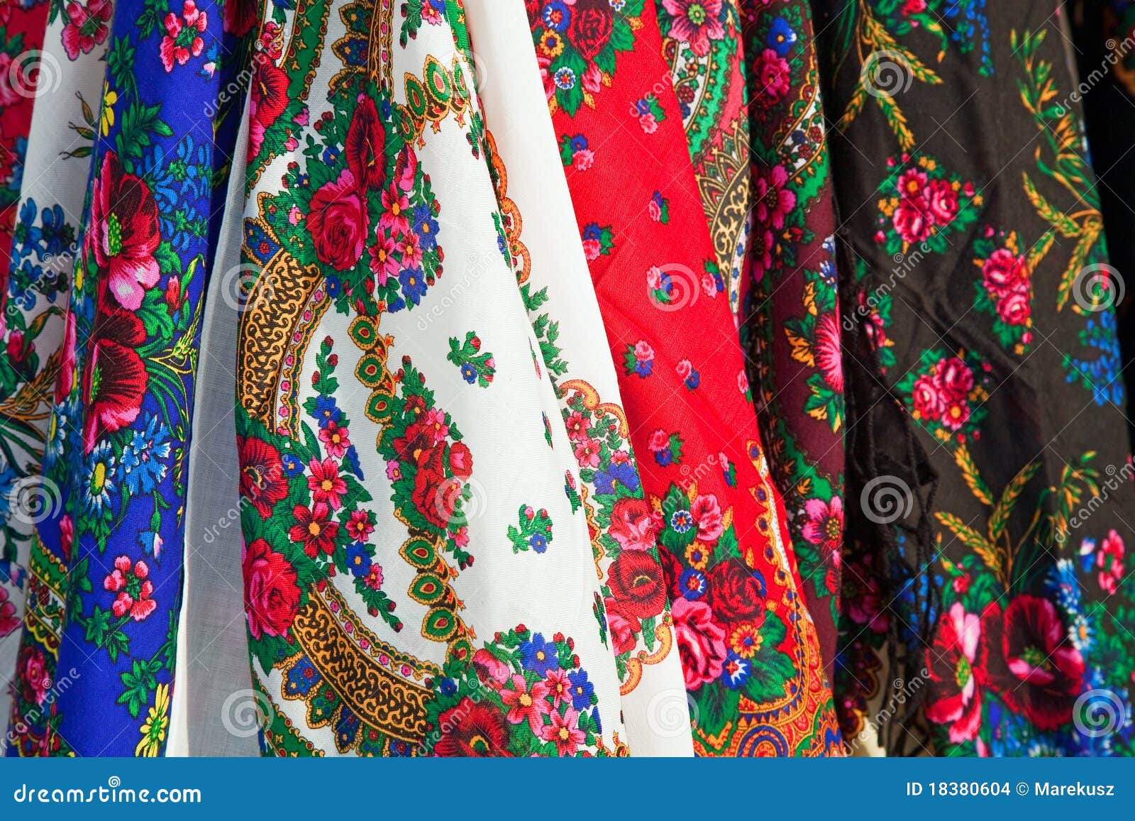 Multicolored Kerchiefs for Sale Stock Photo - Image of folk, scarf ...