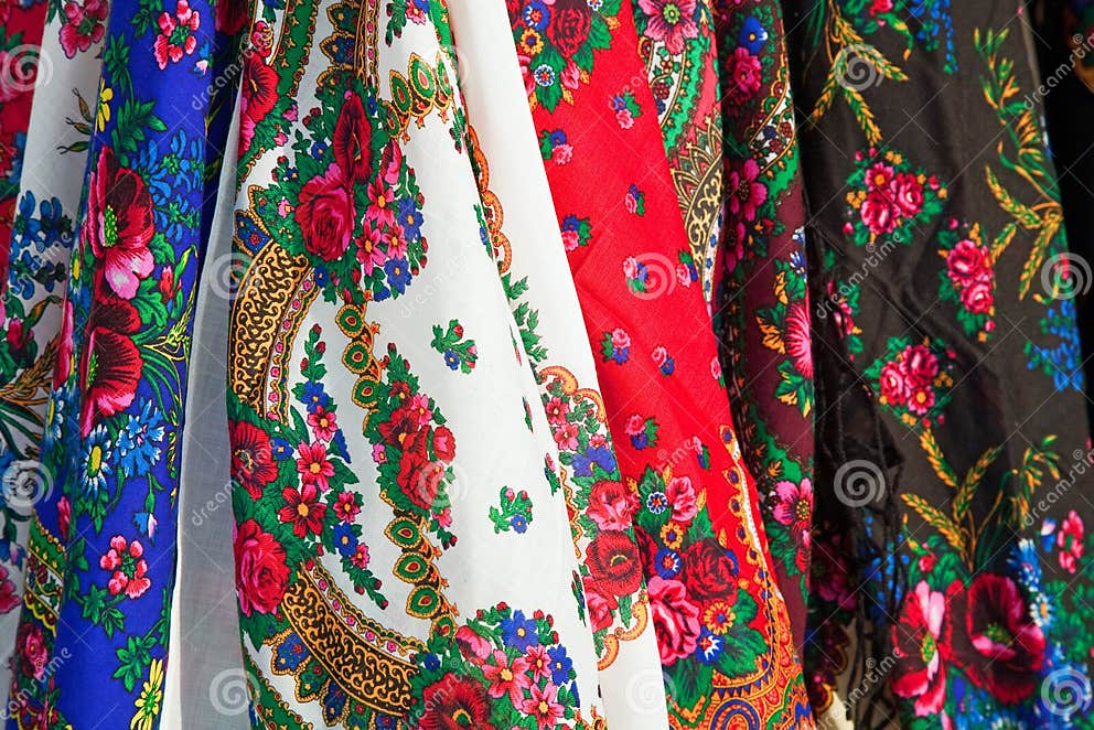 Multicolored Kerchiefs for Sale Stock Photo - Image of folk, scarf ...