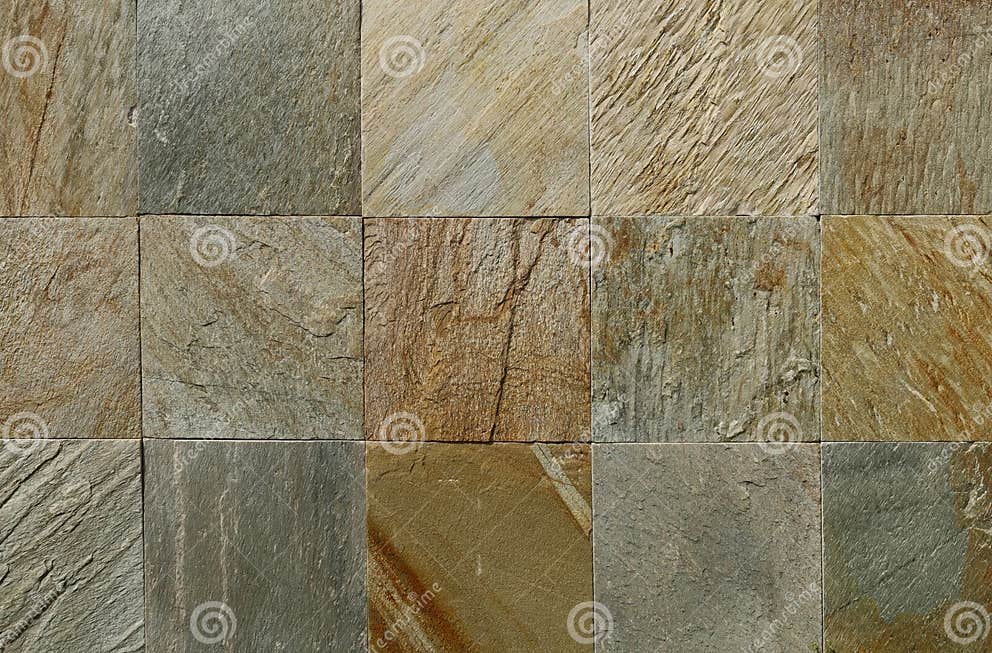 Multicolored Square Slate Tiles. Close Up Stock Photo - Image of full ...