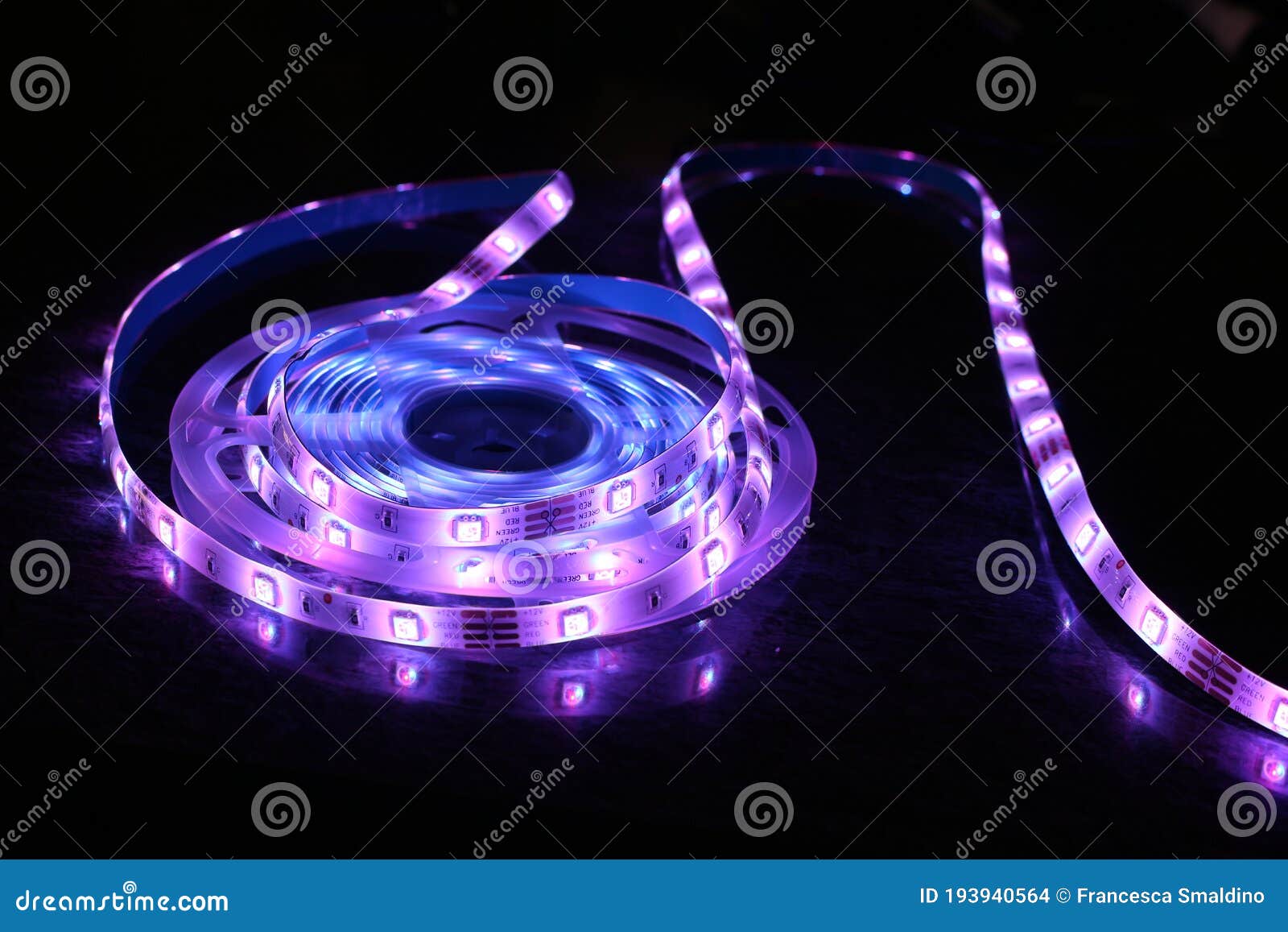 Multicolored LED strip stock photo. Image of green, cool - 193940564