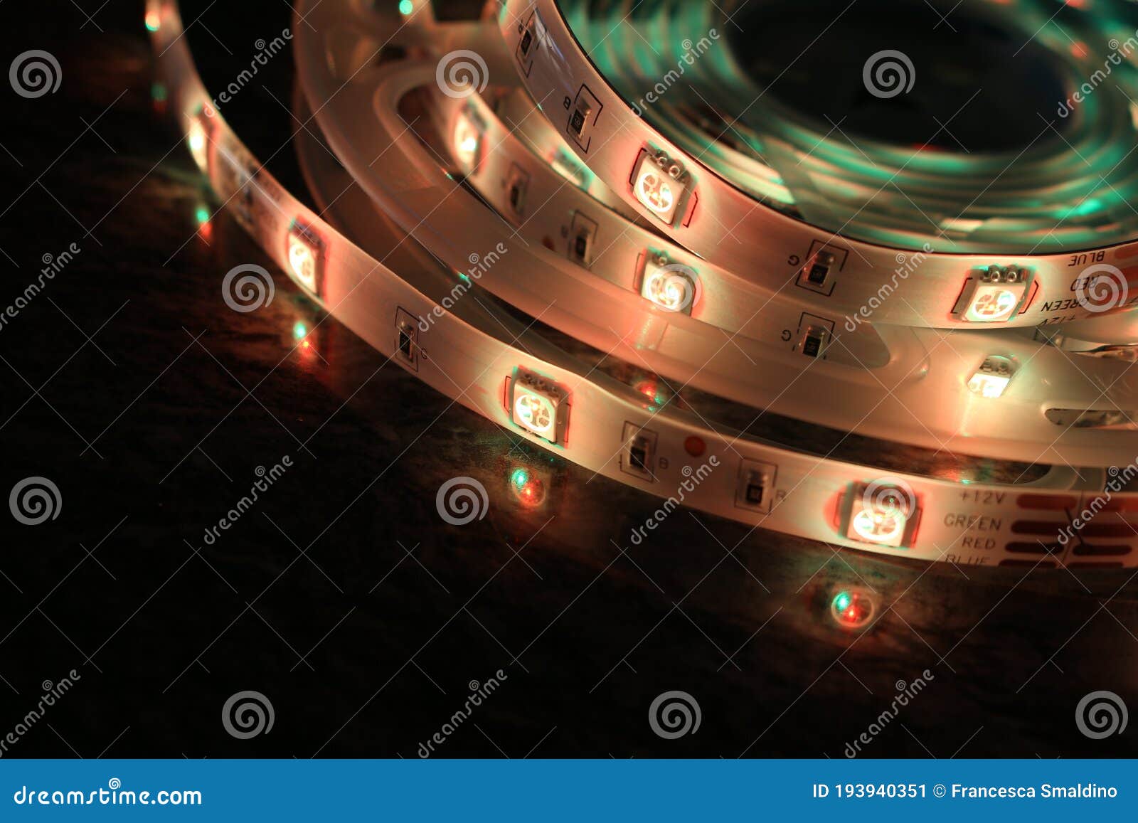 Multicolored LED strip stock image. Image of industry - 193940351