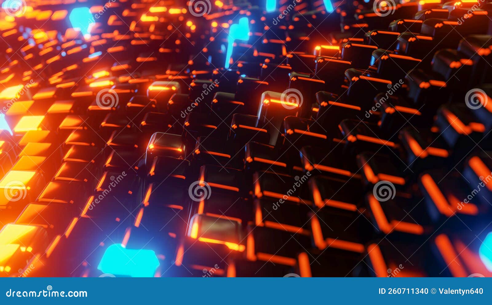 Multicolored LEDs Moving in Waves. 3D Rendering Illustration Stock ...