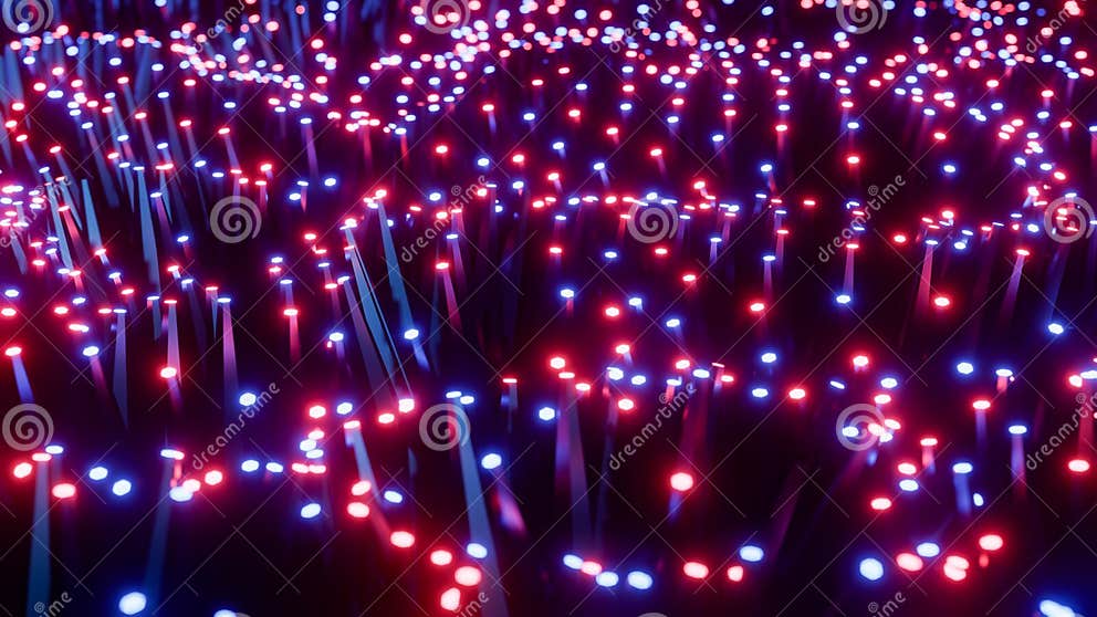 Multicolored LEDs Moving in Waves. 3D Rendering Illustration Stock ...