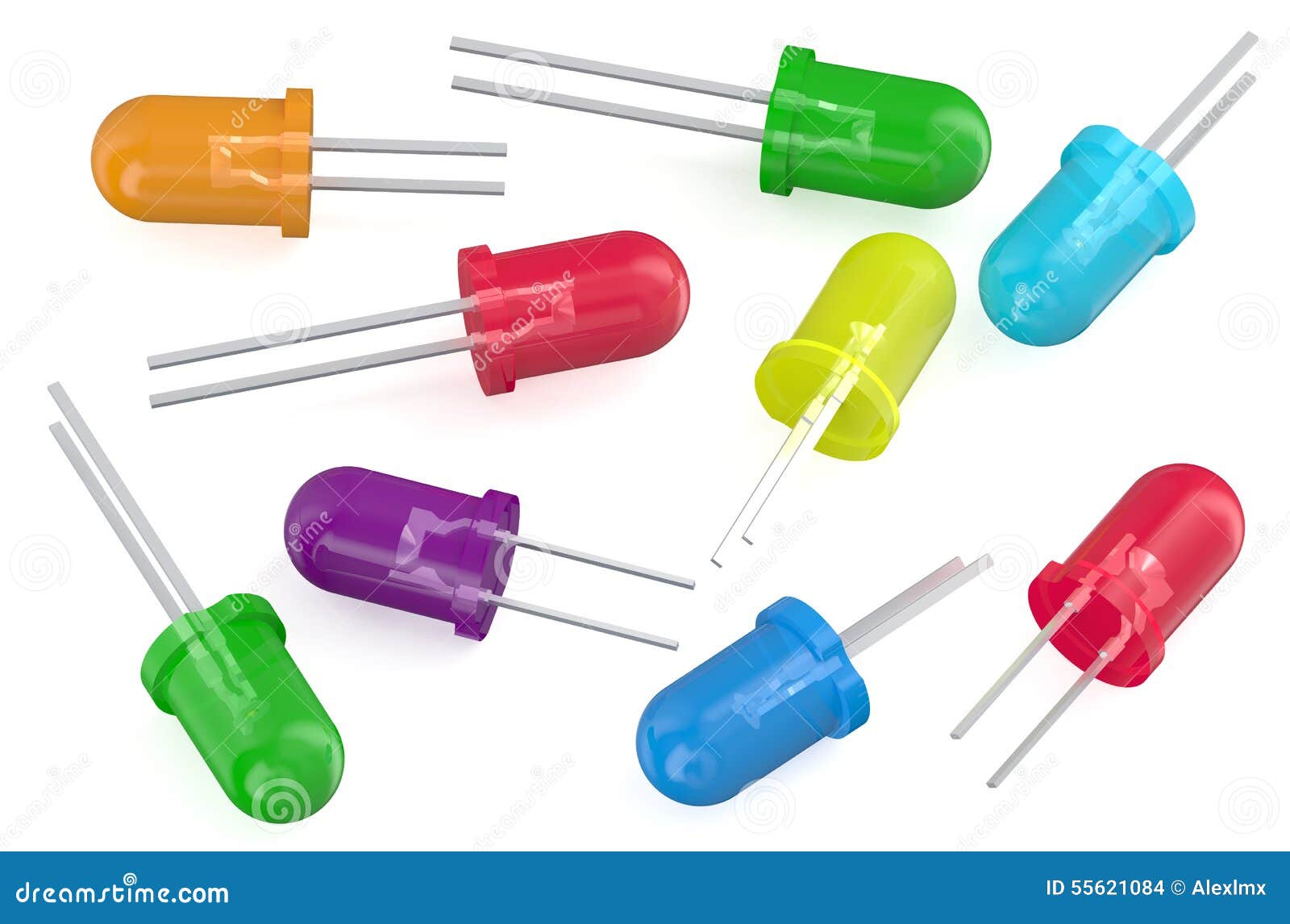 Multicolored LEDs in row stock illustration. Illustration of colored ...