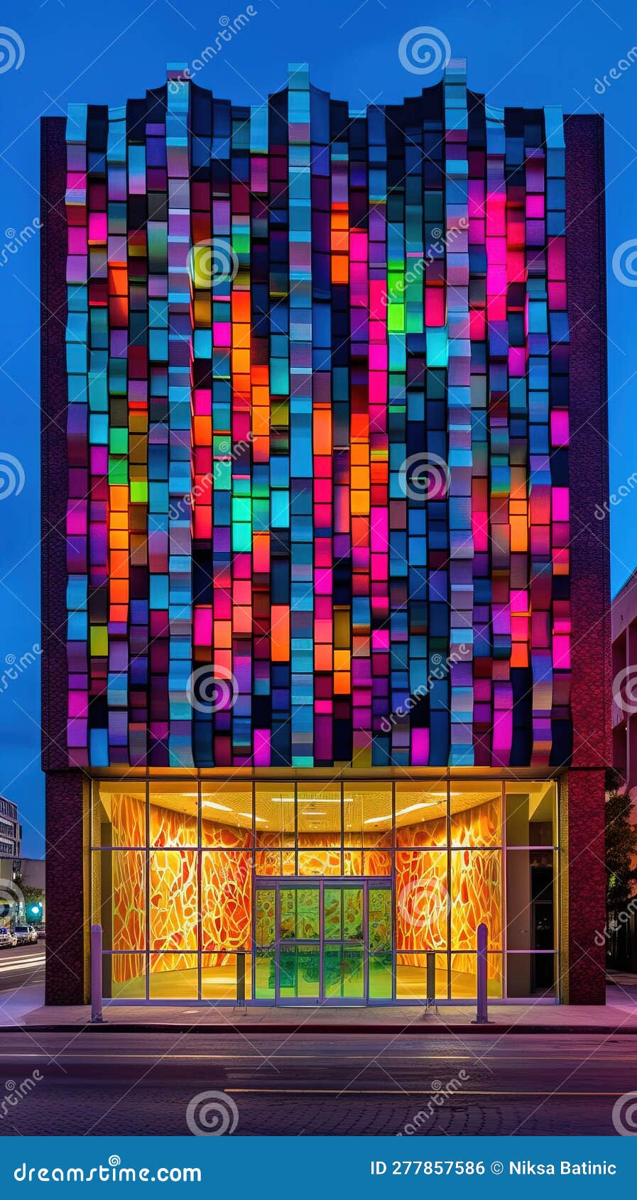 Multicolored Lights in Architecture. Ai Generated Stock Illustration ...