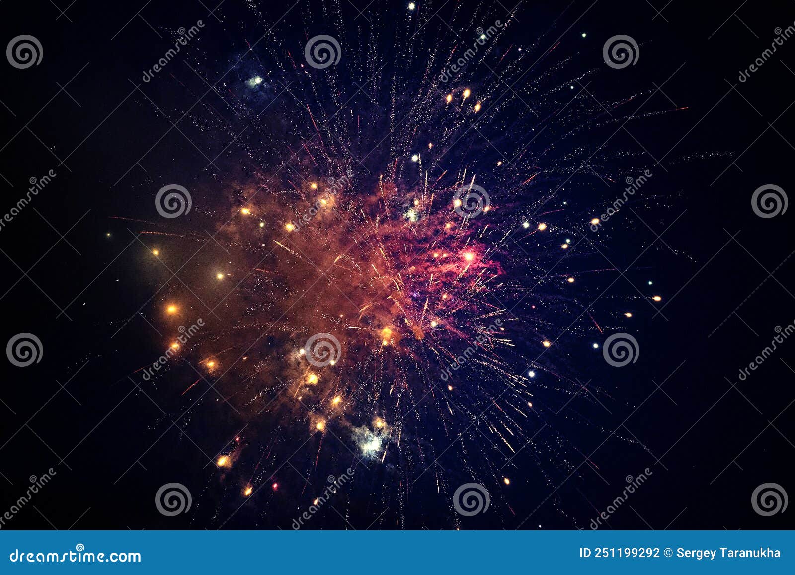 Multicolored Lights of Fireworks Exploding in the Night Sky Stock Photo ...