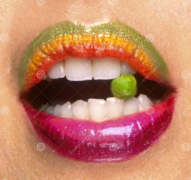Multicolored lips stock photo. Image of white, lips, lipgloss - 79346