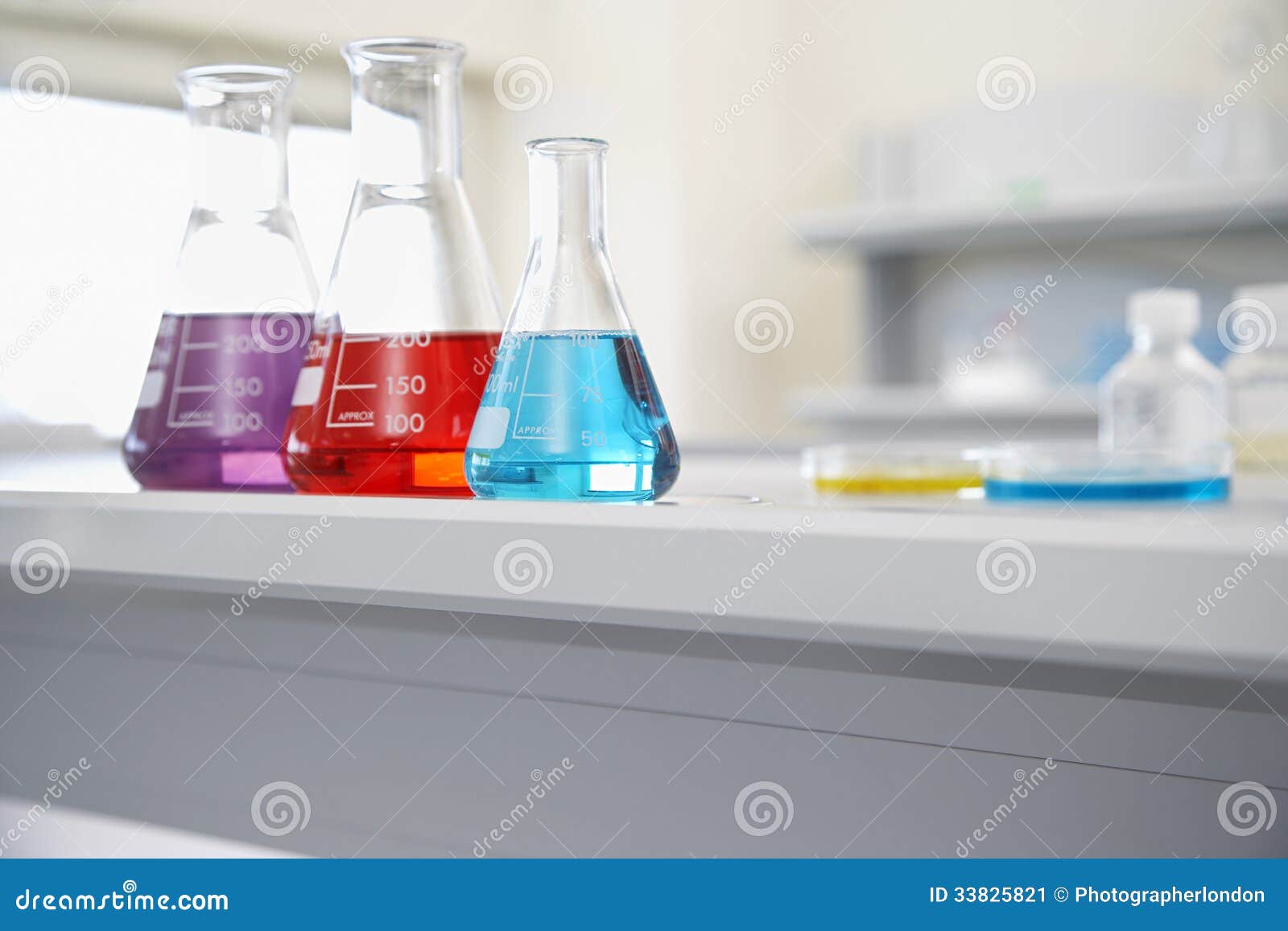 Multicolored Liquid in Beakers Stock Image - Image of glassware, purple ...