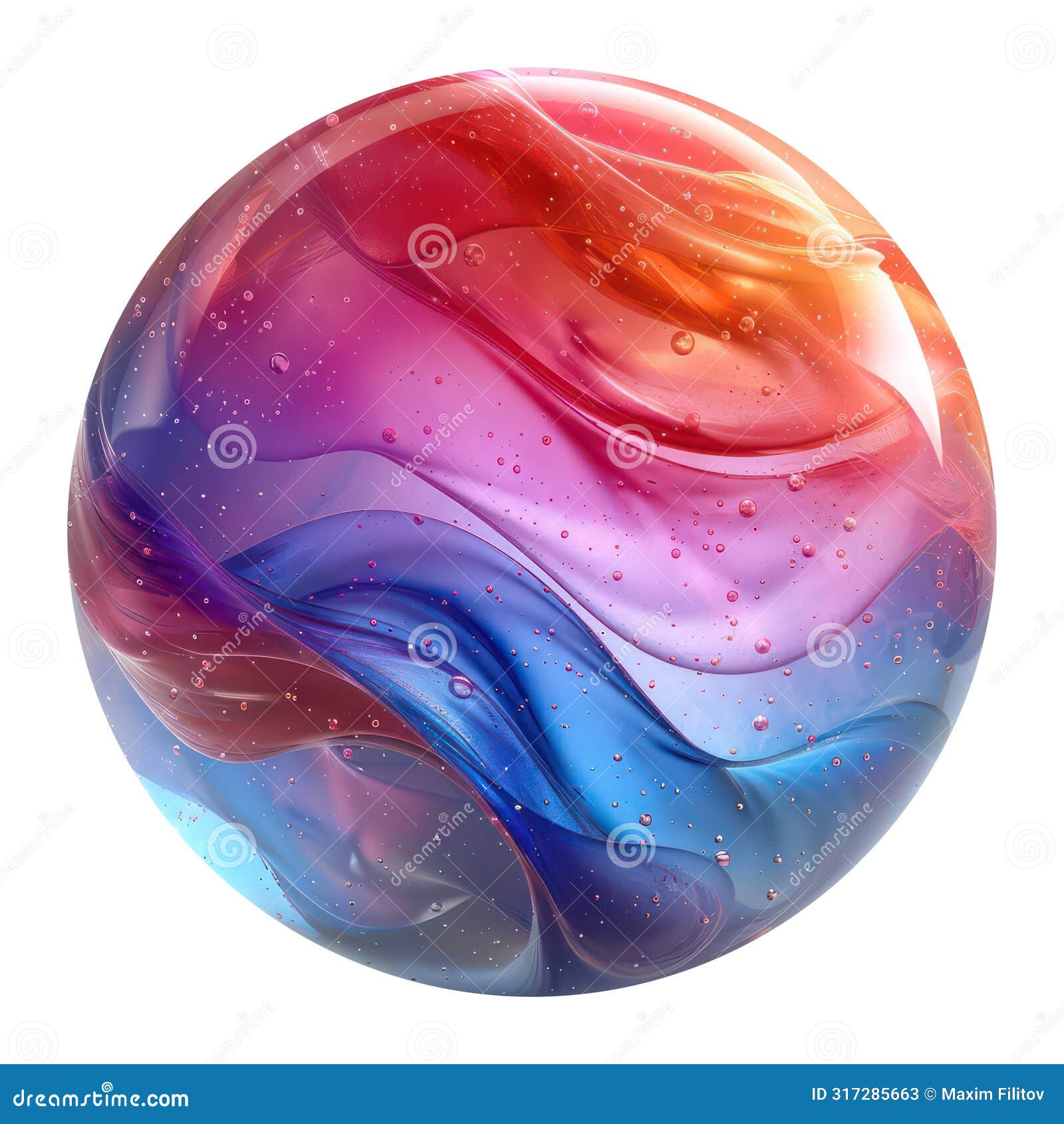 Multicolored Liquid Sphere with Sleek Flow Electricity Power Inside ...