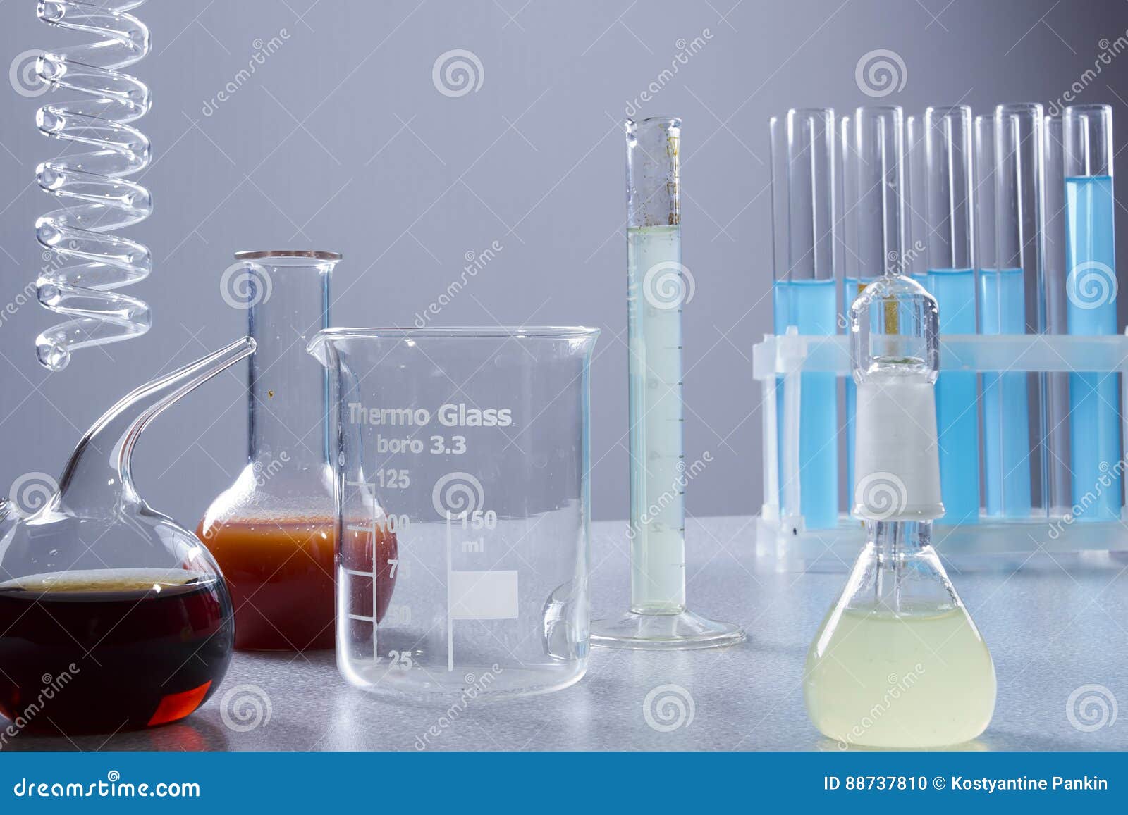 Multicolored Liquids in Laboratory Containers Stock Photo - Image of ...