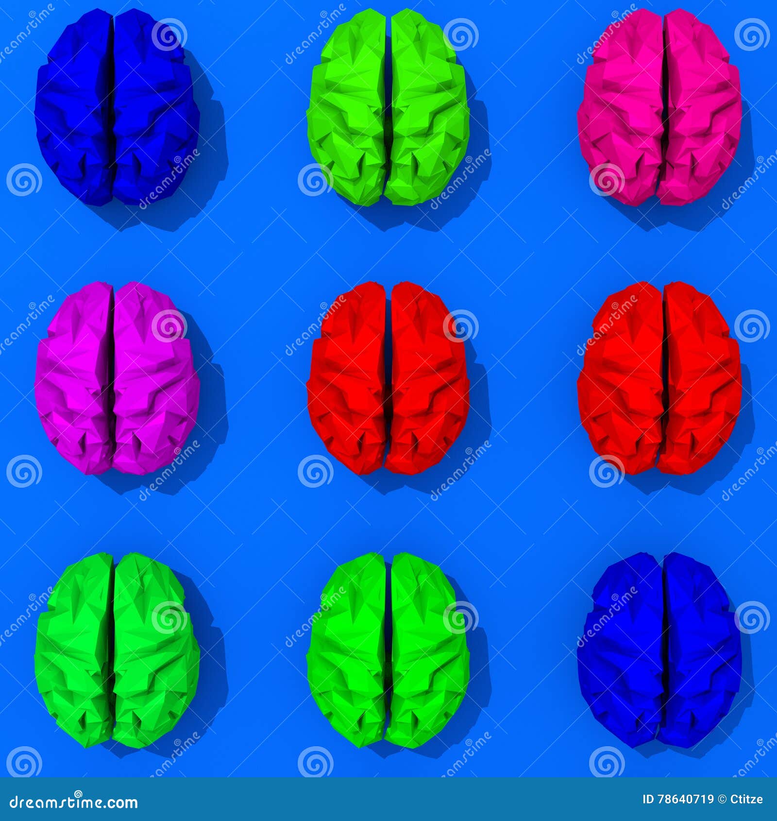 Multicolored Low Polygon Brains Stock Illustration - Illustration of ...