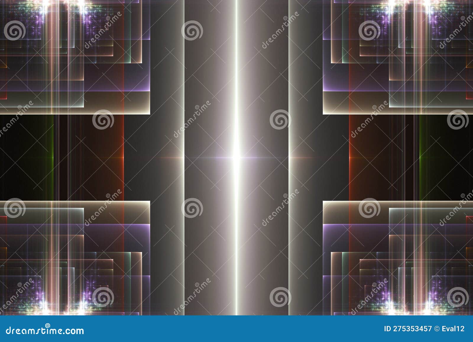 Multicolored Luminous Pattern of Curved Shapes and Rays on a Black ...