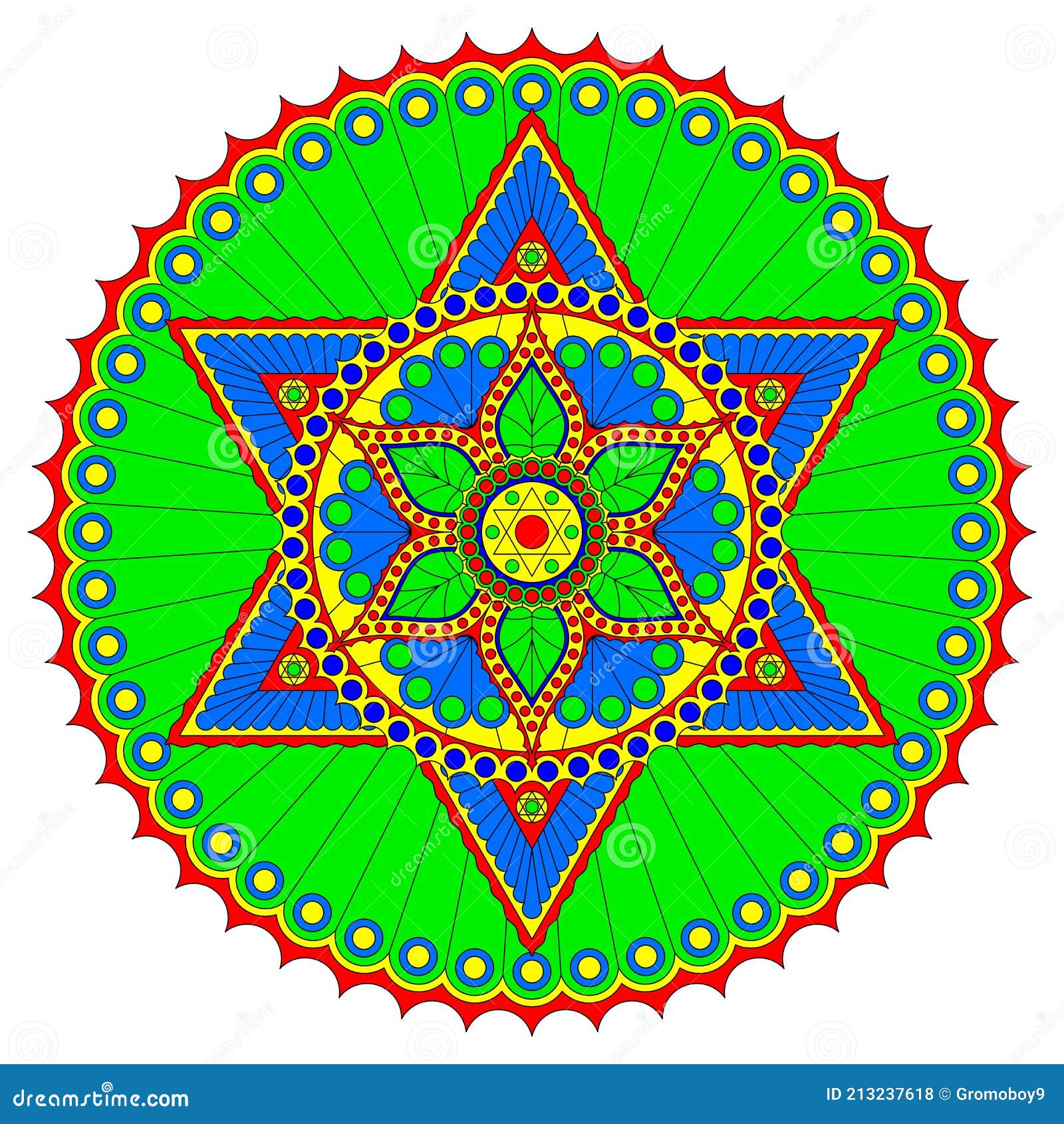 Multicolored Mandala with Six-pointed Star. Vector Design Stock Vector ...