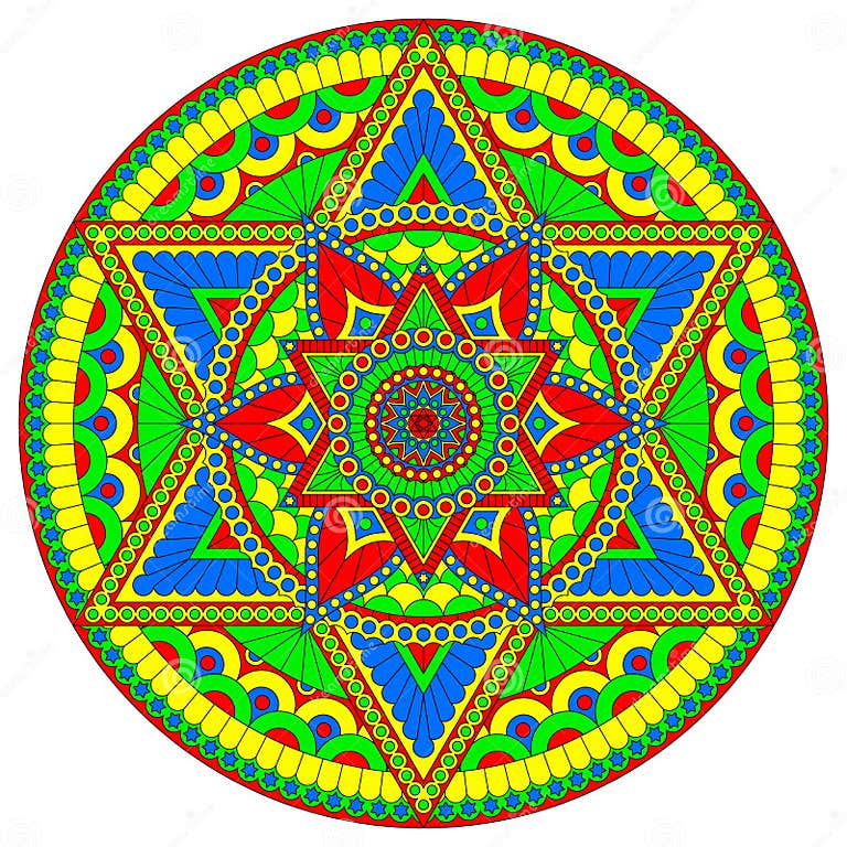 Multicolored Mandala with Six-pointed Star. Vector Design Stock Vector ...