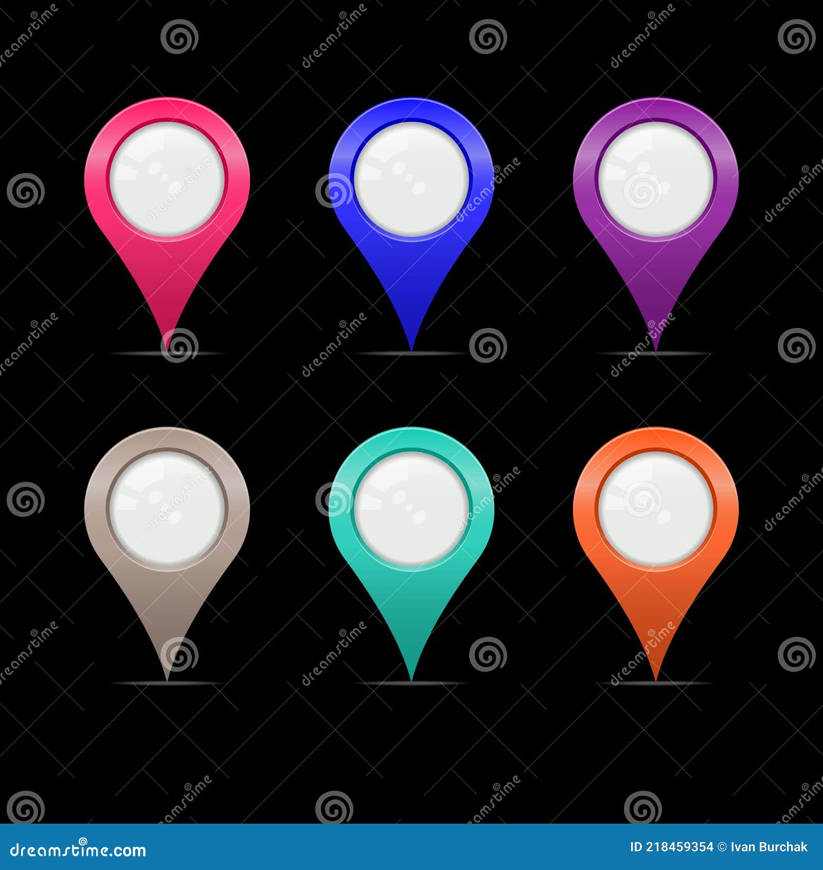 Multicolored Map Markers or Teardrop Pointers. Quality Map Markers ...