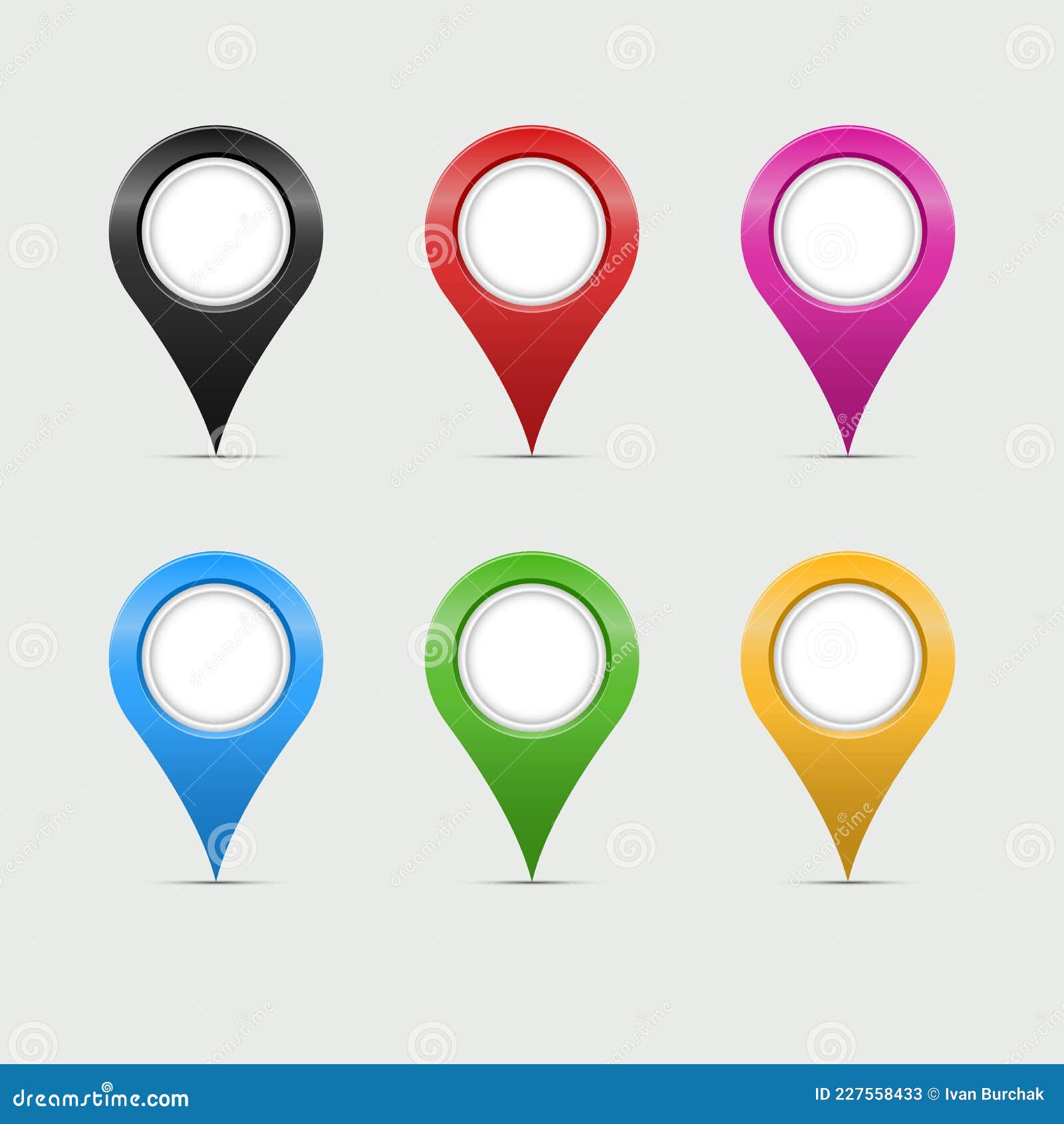 Multicolored Map Markers or Teardrop Pointers. Quality Map Markers ...