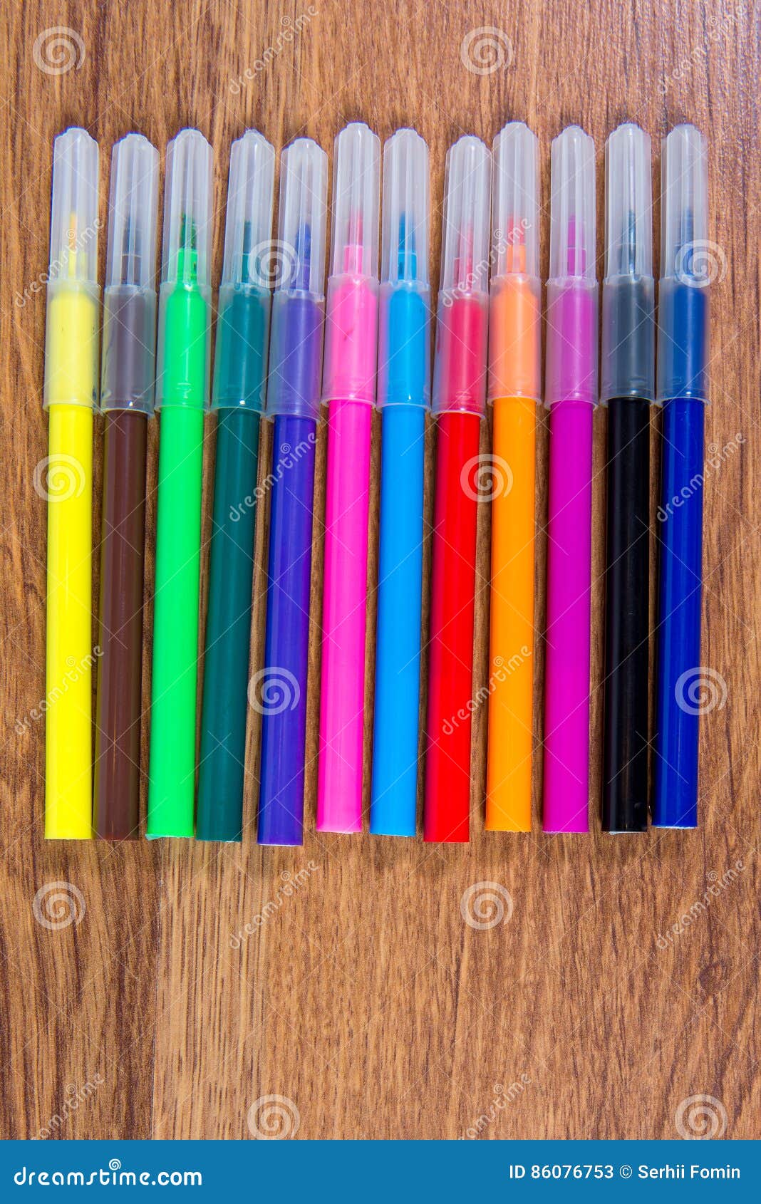 Multicolored Markers Close-up Laid Out on the Table. Stationery. Stock ...