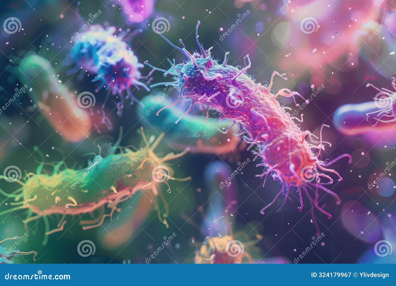 Microscopic View of Bacteria Spreading Stock Illustration ...