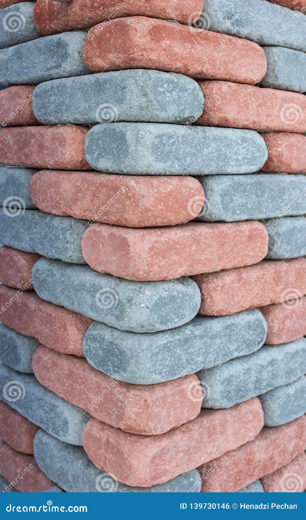 Multicolored Modern Brick Column with Red, Close-up, Texture Stock ...