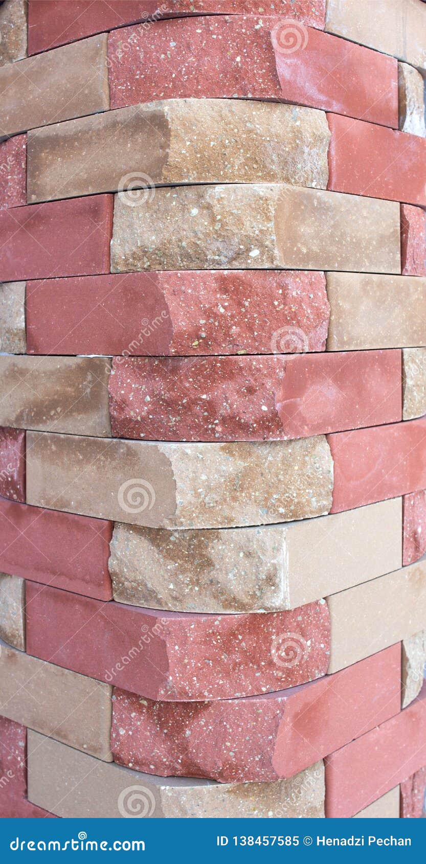 Multicolored Modern Brick Column with Red, Close-up, Texture Stock ...