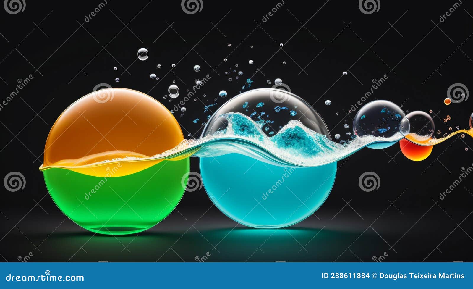 Transparent Spheres, with Colored Molecules Inside Stock Illustration ...