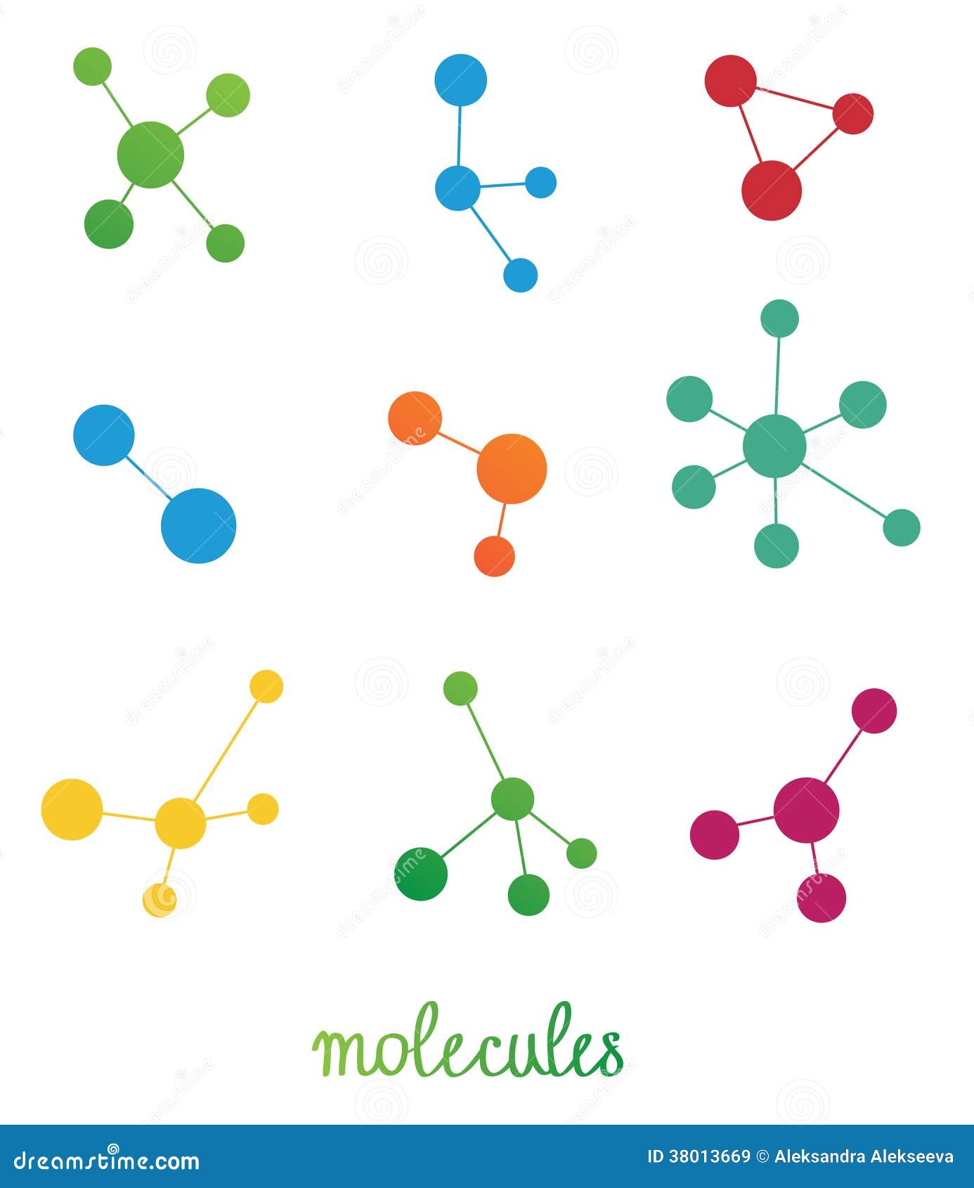 Multicolored Molecules Symbols Set Stock Vector - Illustration of ...