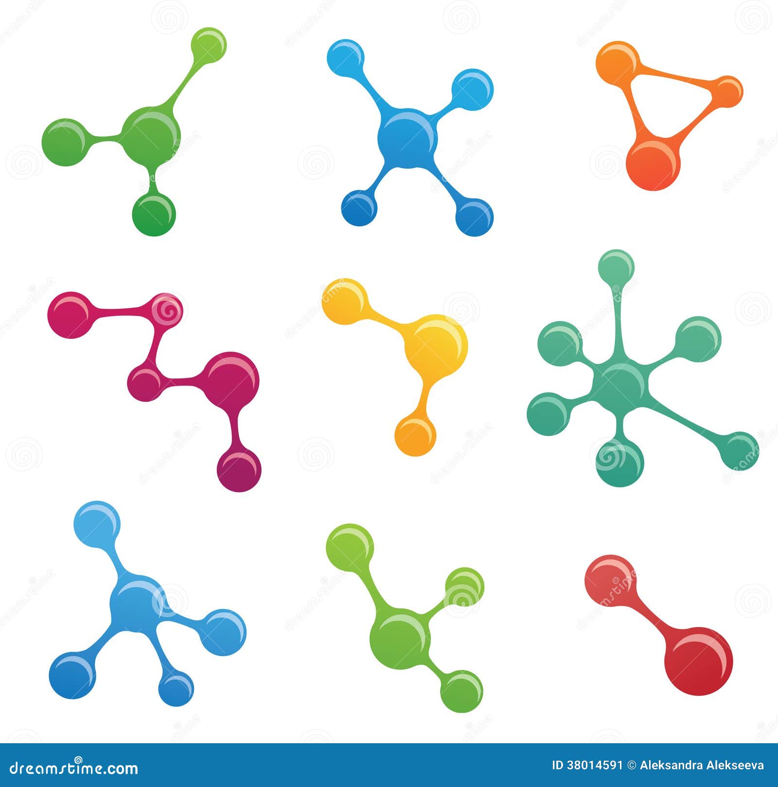 Multicolored Molecules Symbols Set Stock Vector - Illustration of icon ...