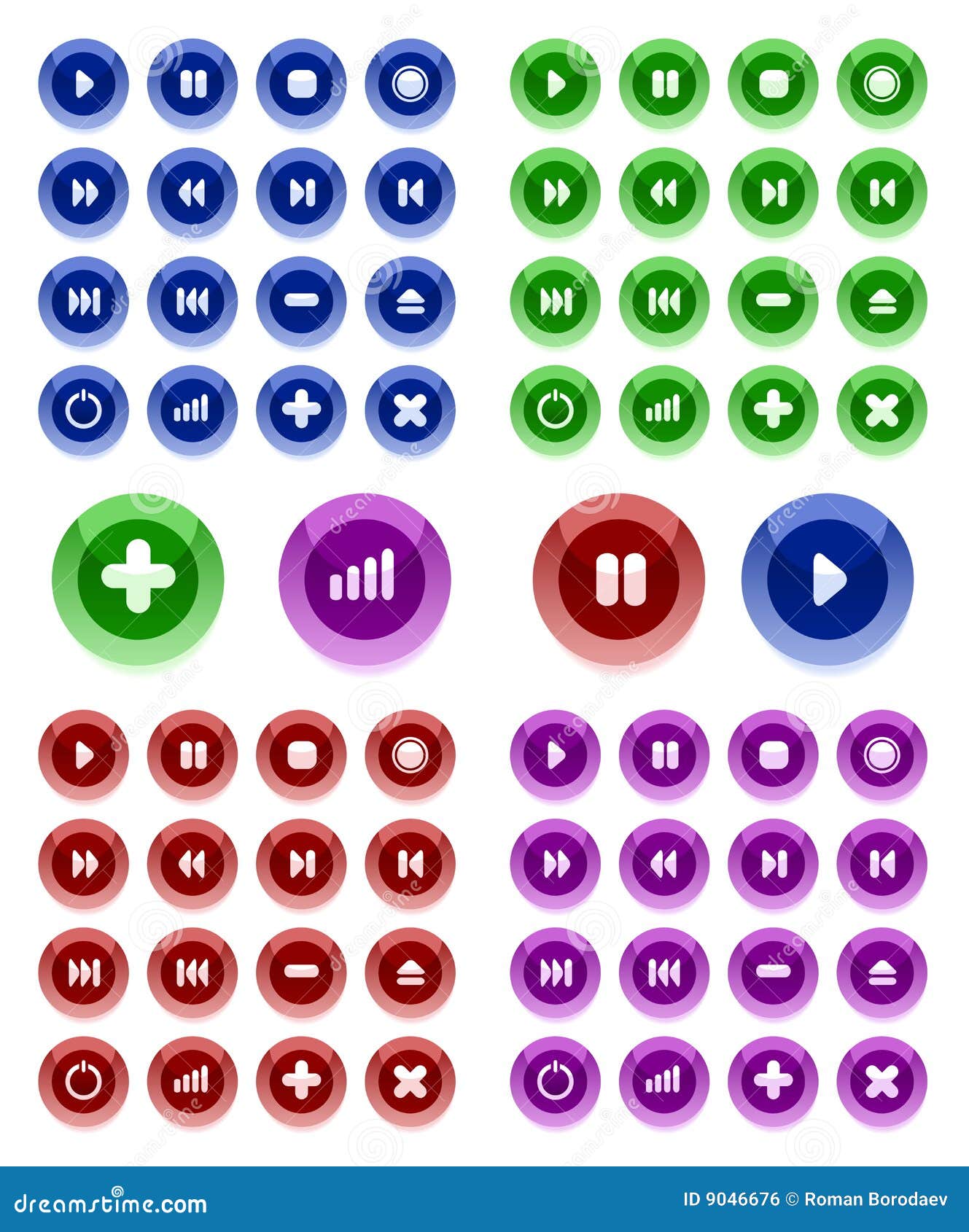 Multicolored Multimedia Buttons. Stock Vector - Illustration of buttons ...