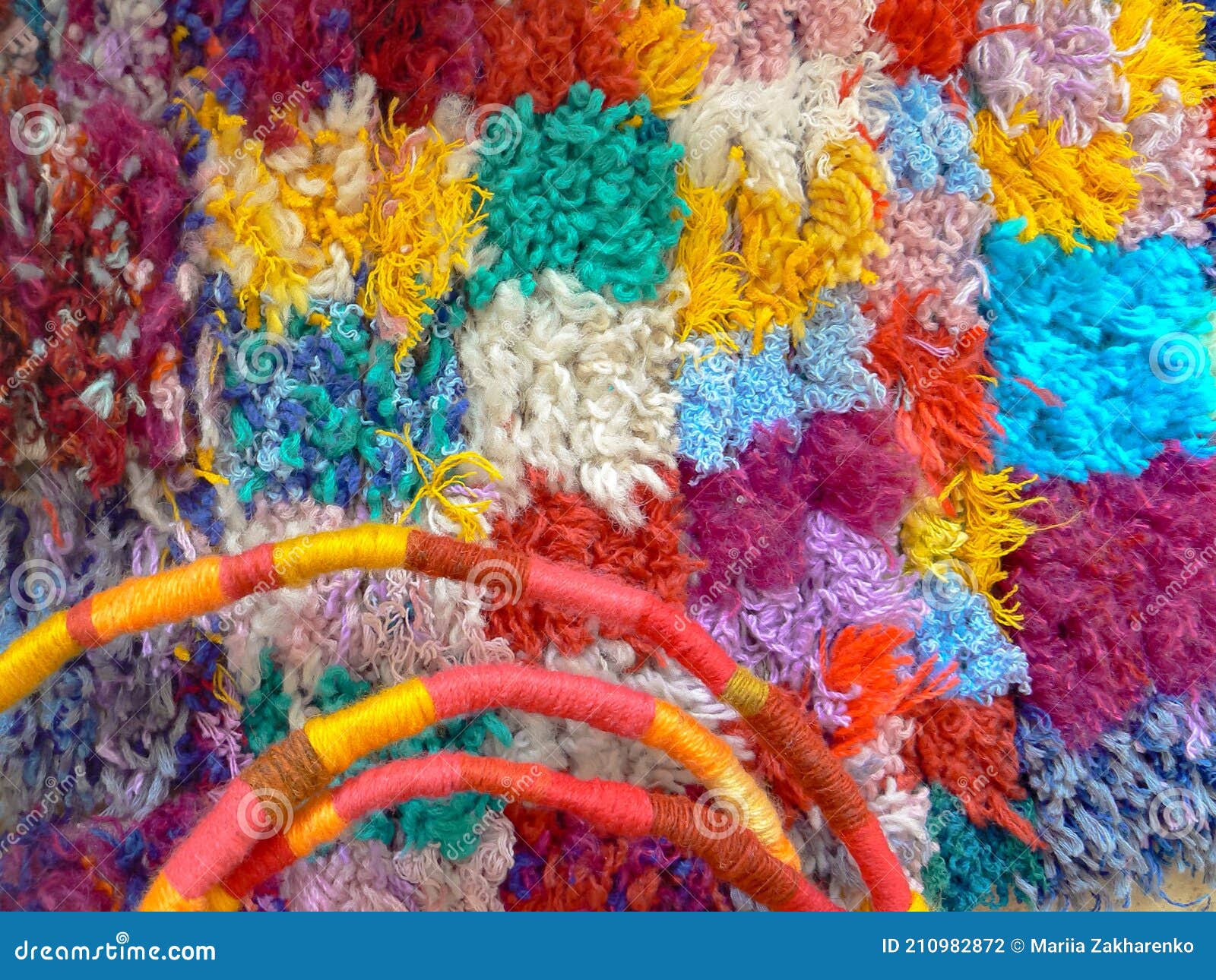 Multicolored Nap Fabric and Cord Twisted with Yarn Stock Photo - Image ...