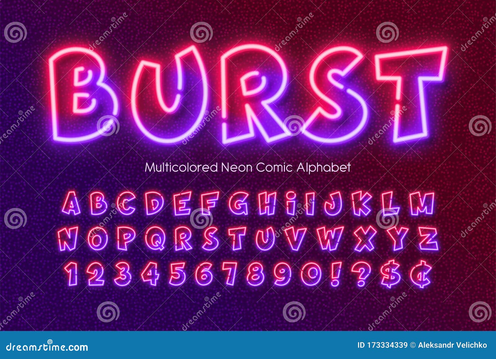 Neon Comic Speech Bubbles Set With Different Emotions And Text Wow ...