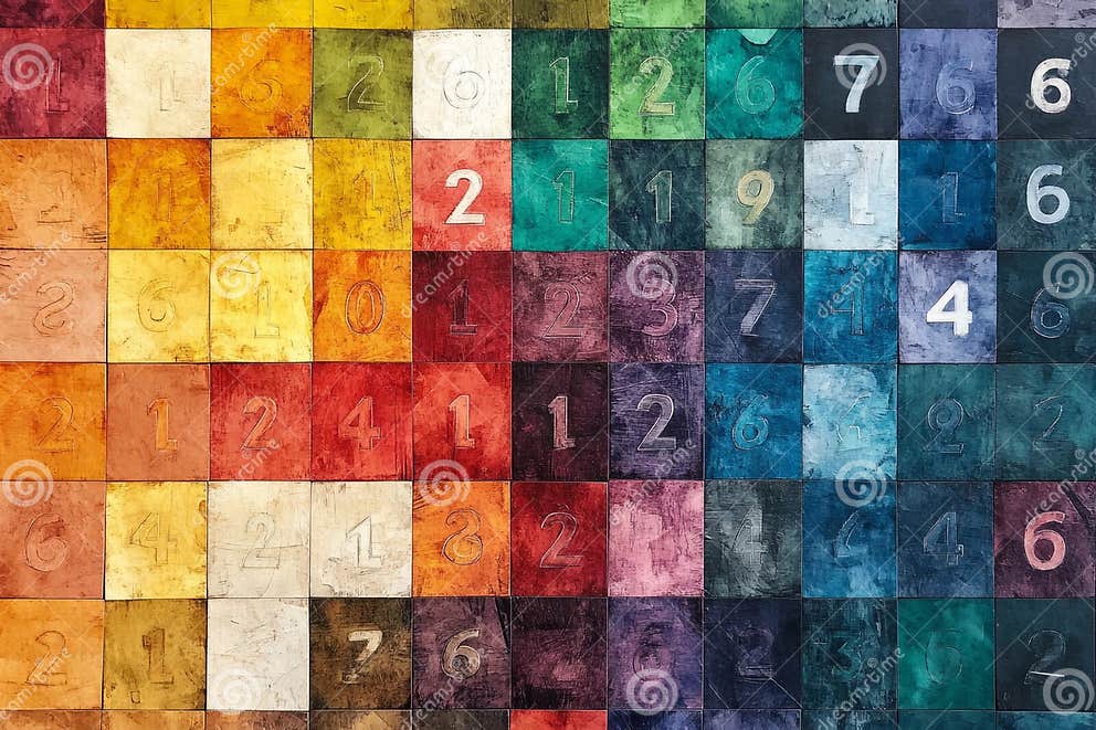 Multicolored Numbered Squares Forming a Vibrant and Intriguing Puzzle ...