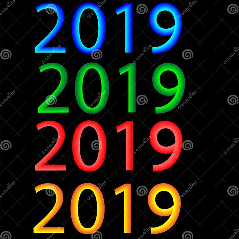 Multicolored Numbers with Gradient Shading on a Black Background. Stock ...