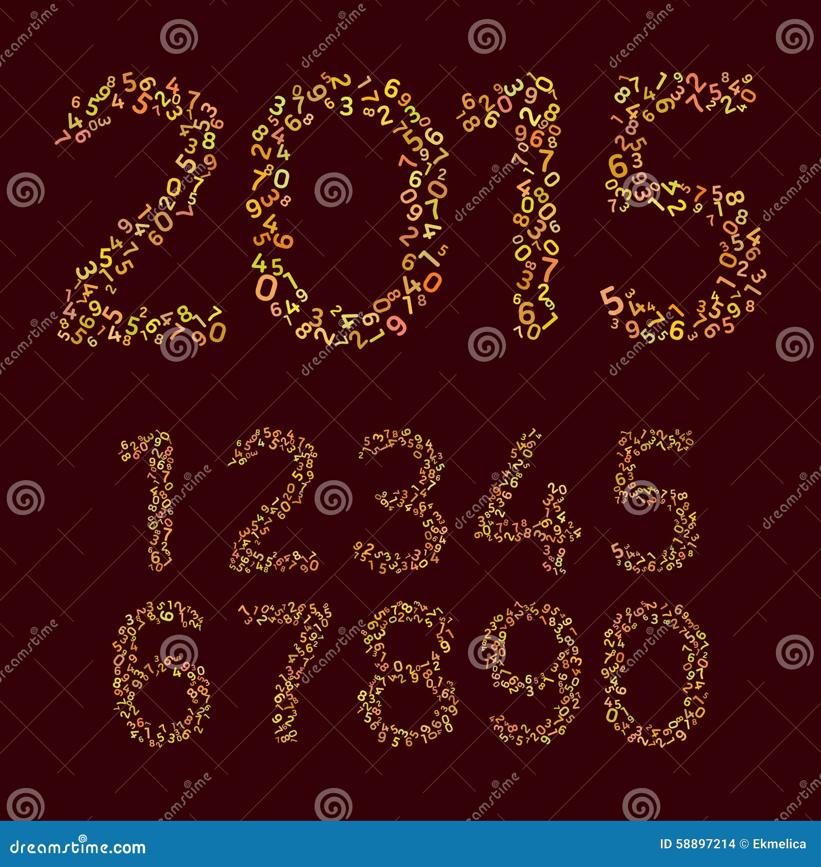 Multicolored Numbers of Math Elements Stock Vector - Illustration of ...