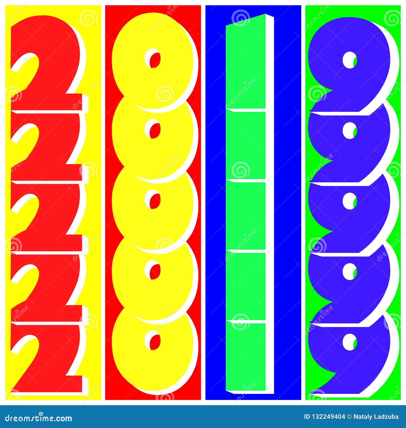 Multicolored Numbers 2019 in Pop Art Style Stock Illustration ...