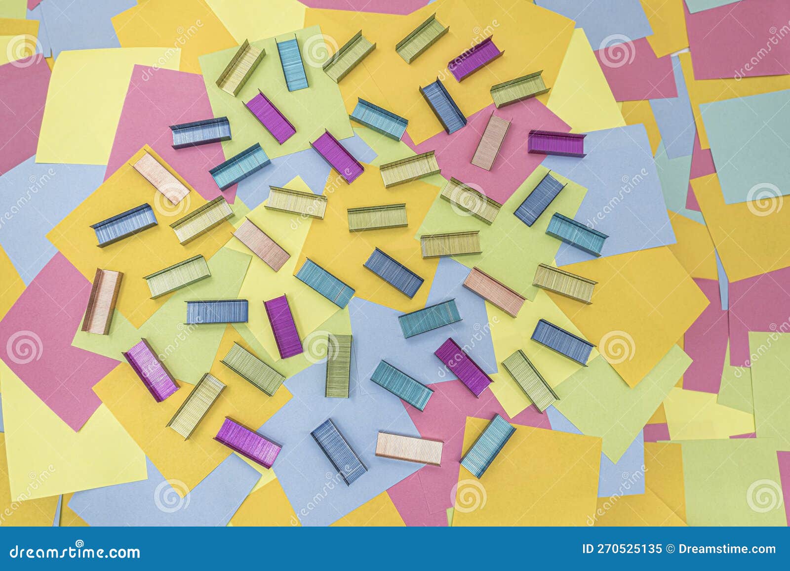 Multicolored Office Metal Staples for Stapler on Multicolored Paper ...