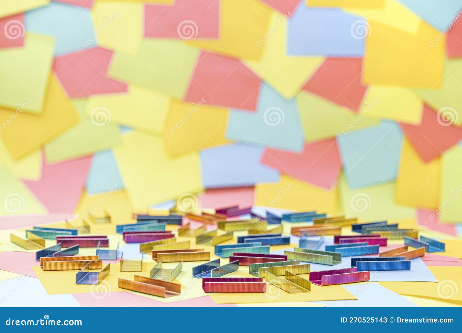 Multicolored Office Metal Staples for Stapler on Multicolored Paper ...