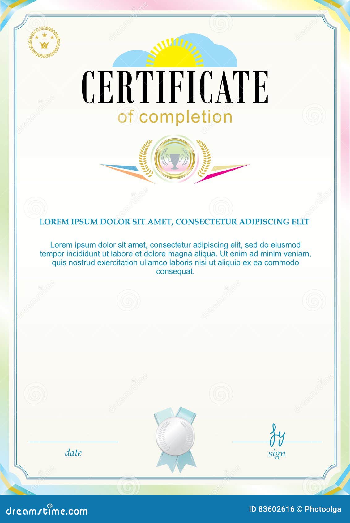 Multicolored Official Certificate and Emblem. Colorful Design Elements ...