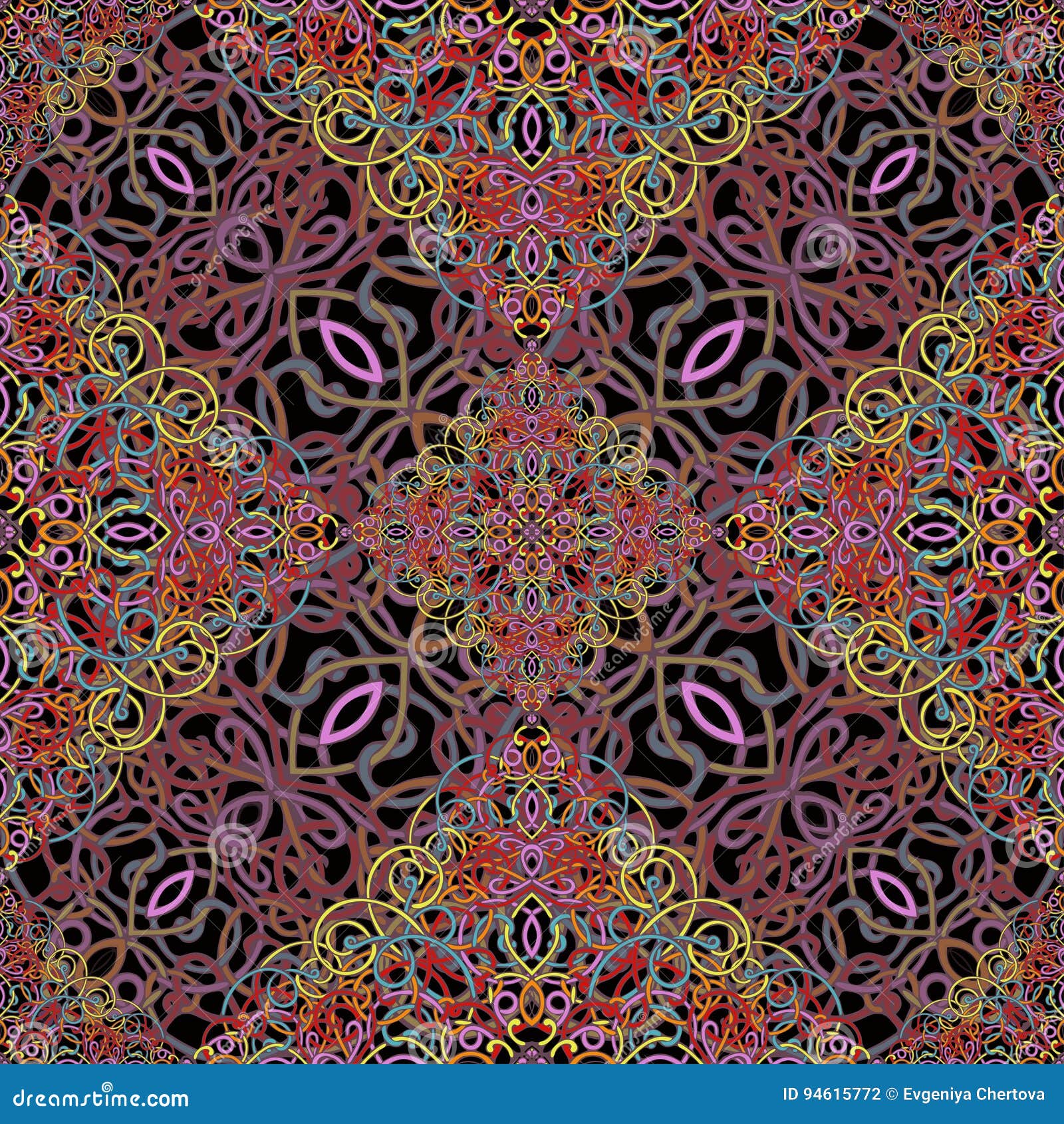 Multicolored Ornament, Seamless Pattern, Vector Background. Bright ...