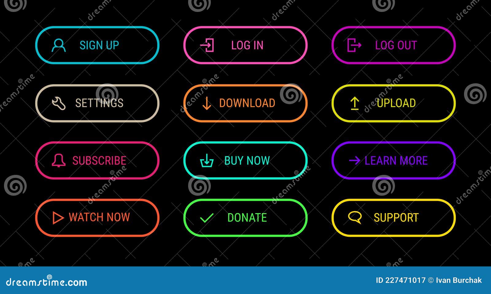 Modern Outline Button Set. Vector Illustration Stock Vector ...