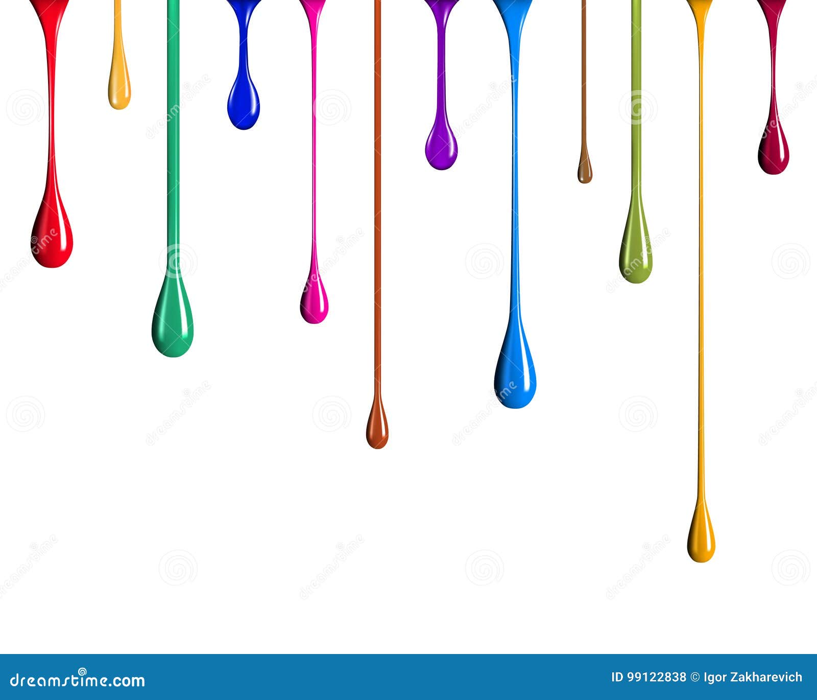 Multicolored paint drips stock vector. Illustration of isolated - 99122838